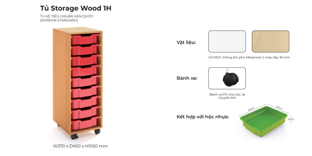 Tủ Storage Wood 1H - Nội Thất Trường Học Flexius