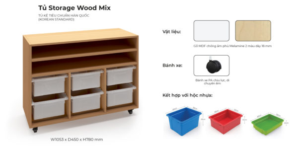Tủ Storage Wood Mix - Có Cánh - Nội Thất Trường Học Flexius
